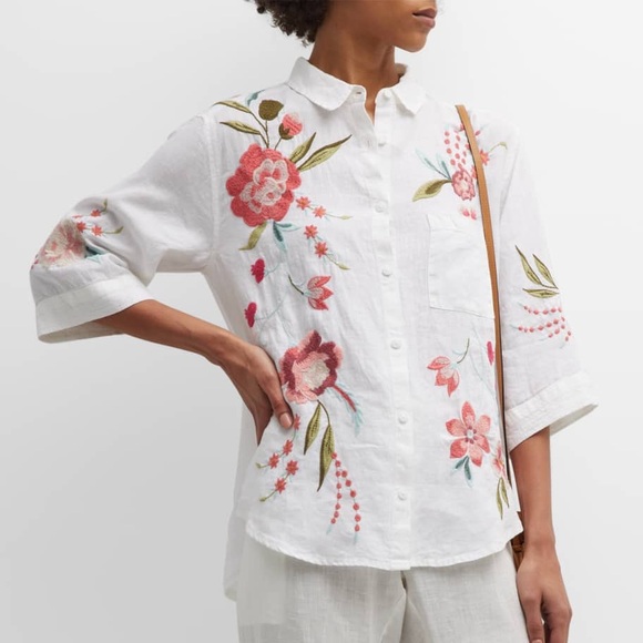 Johnny Was | Tops | Johnny Was Joya Boxy Linen Shirt | Poshmark